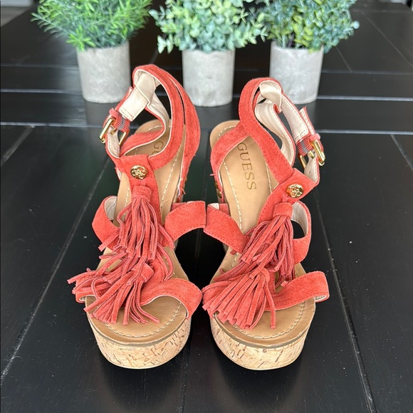 Guess | Shoes | Guess Womens Burnt Red Suede Sandals | Poshmark